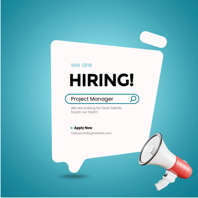 Copy of Cyan Colorful We Are Hiring Project Manager LinkdIn Post | PosterMyWall