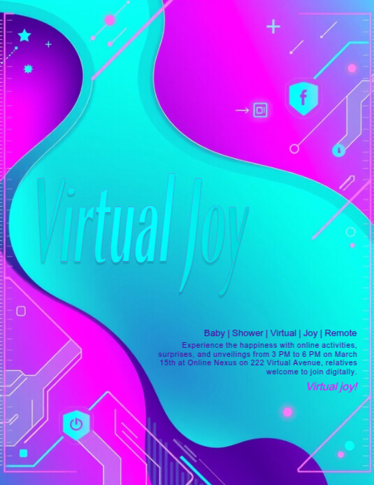 Cyan Gray Virtual Joy Flyer Design Template | PosterMyWall