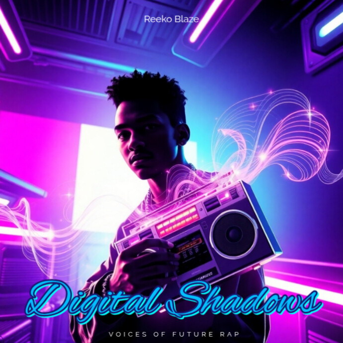 Copy of CYBER BLUE FREESTYLE GRADIENT RAP ALBUM VISUAL | PosterMyWall