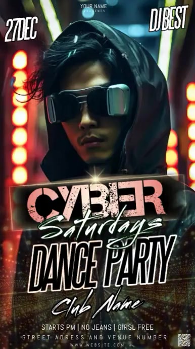 Copy of cyber club party event ad template | PosterMyWall