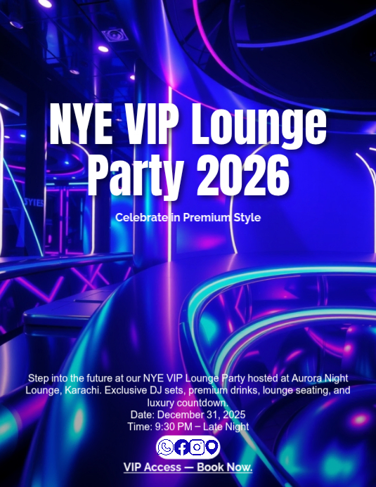 Cyber-Luxe NYE 2026 VIP Party Flyer Template | PosterMyWall
