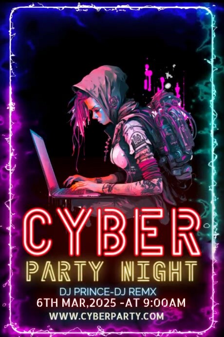 Copy of cyber night party | PosterMyWall
