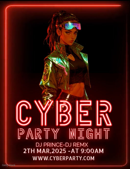 Copy of cyber night party | PosterMyWall