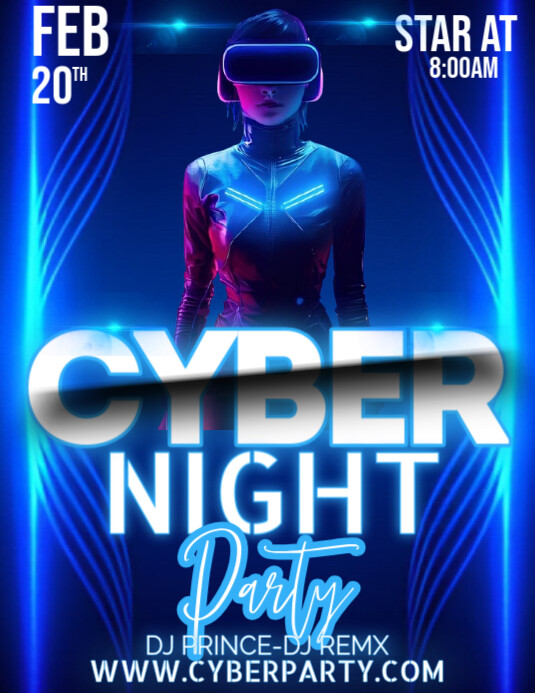 cyber night party Template | PosterMyWall