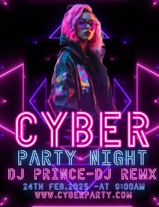 Copy of cyber night party | PosterMyWall