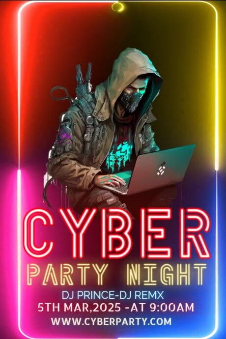 Copy of cyber night party | PosterMyWall
