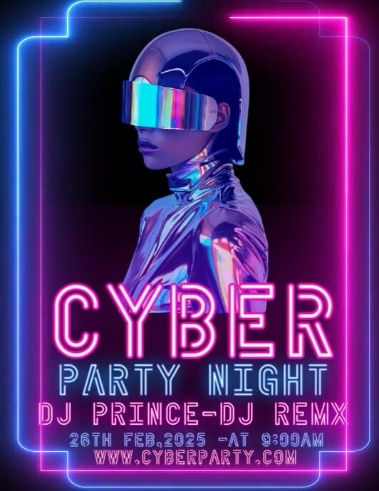 Copy of cyber night party | PosterMyWall