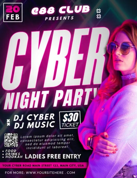 Plantilla de Cyber Night Party | PosterMyWall