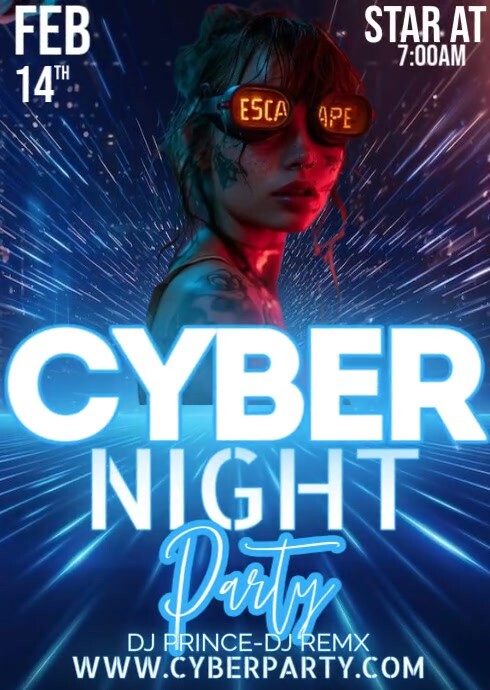 Copy of cyber night party | PosterMyWall
