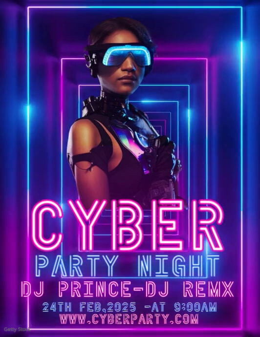 Copy of cyber night party | PosterMyWall