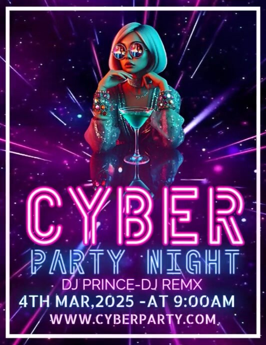 Copy of cyber night party | PosterMyWall
