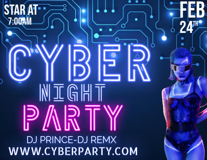 Copy of cyber night party | PosterMyWall