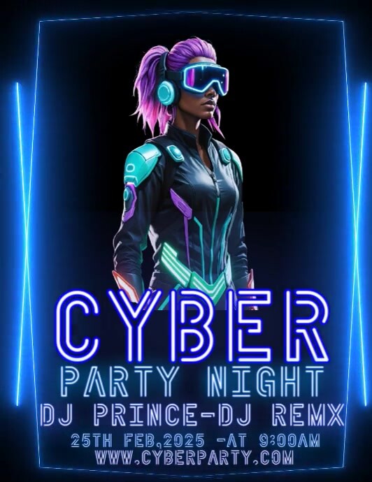 Copy of cyber night party | PosterMyWall
