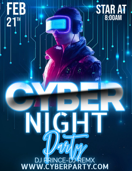 Copy of cyber night party | PosterMyWall