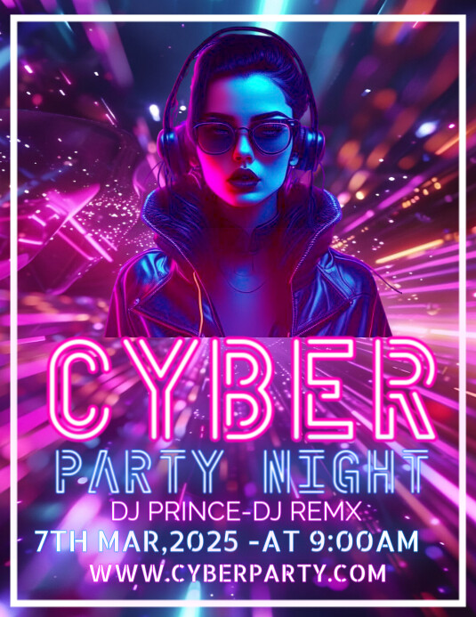 Copy of cyber night party | PosterMyWall