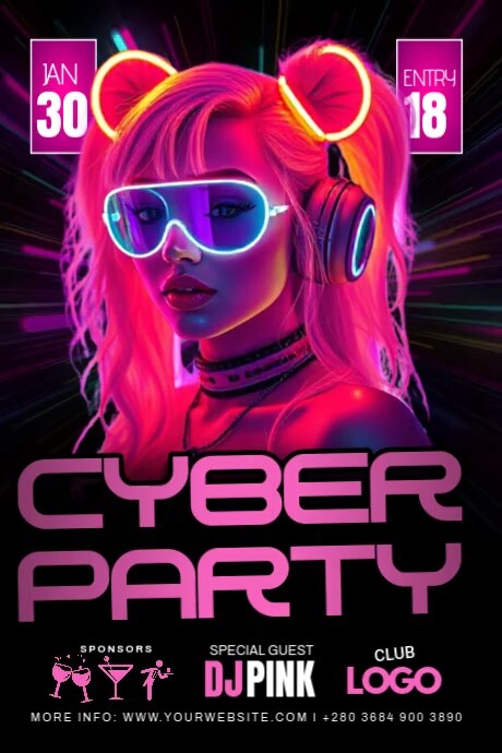 Cyber Party Night Template | PosterMyWall