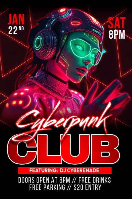 Cyber Punk Club Template | PosterMyWall