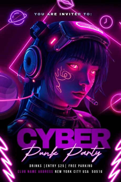 Cyber Punk Party Template | PosterMyWall