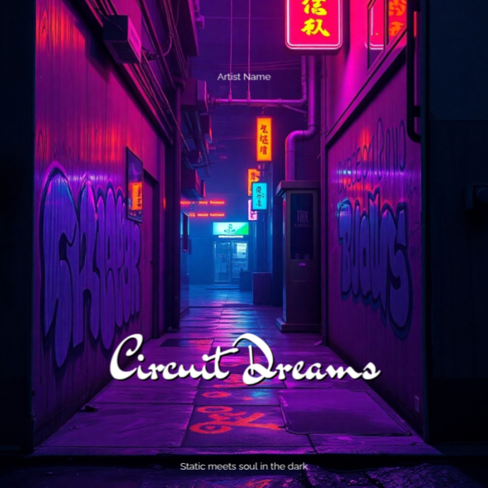 Cyberpunk Grunge Neon Album Artwork Template | PosterMyWall