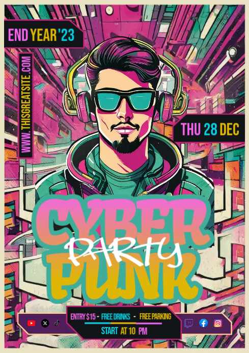 CyberPunk Party Design Template | PosterMyWall