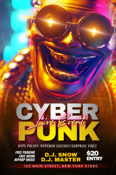cyberpunk party Template | PosterMyWall