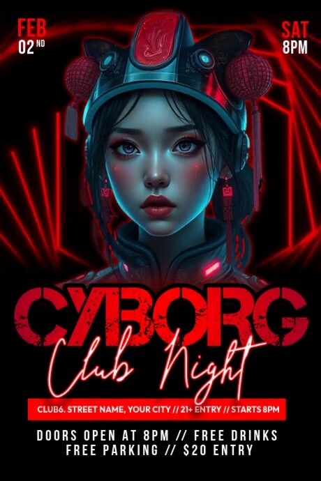 Cyborg Club Night Template | PosterMyWall