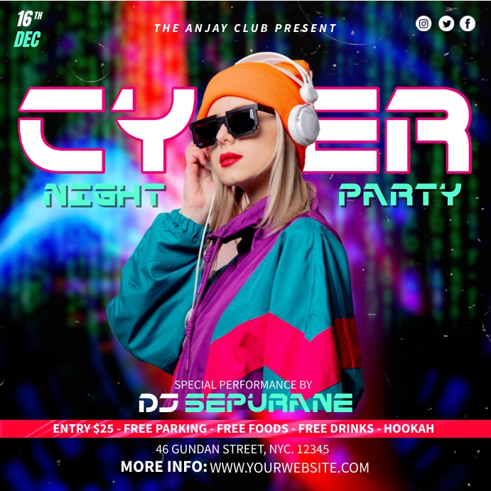 Cyper NIght Party Template | PosterMyWall