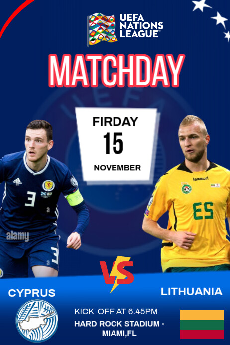 Copy of CYPRUS VS LITHUANIA Uefa Nations League Flyer | PosterMyWall