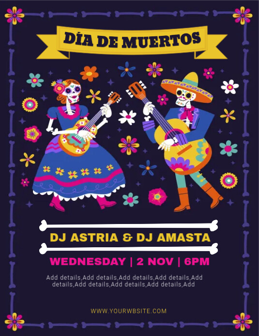 Día de Muertos flyer Template | PosterMyWall