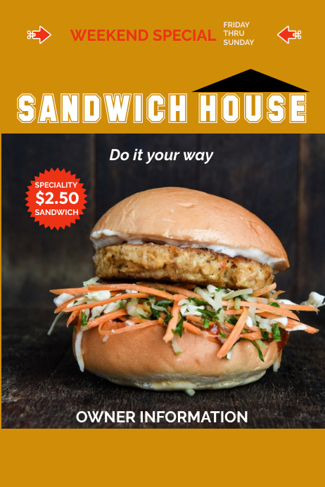 Sandwich House Template | PosterMyWall