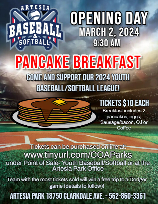 Copy of Baseball Pancake Breakfast 2024 flyer | PosterMyWall