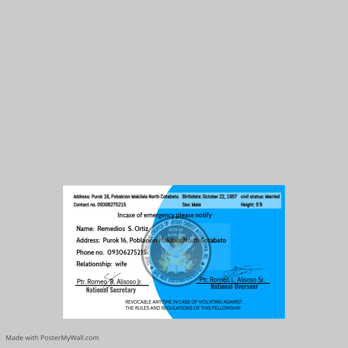 Copy of Front And Back ID | PosterMyWall