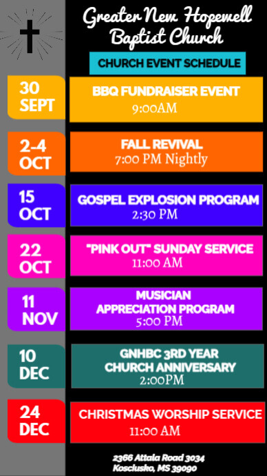 GNHBC Church Event Calendar | PosterMyWall