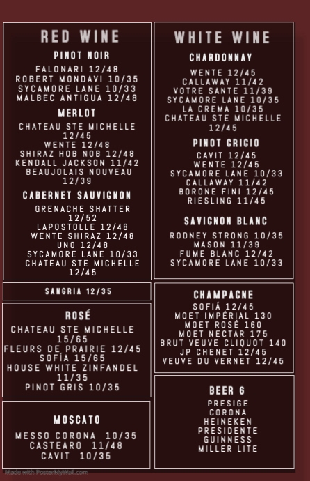 Copy of (back) Bar menu 4.22 | PosterMyWall
