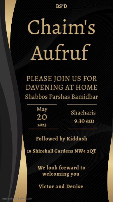 CK Sh davenning and Kiddush | PosterMyWall