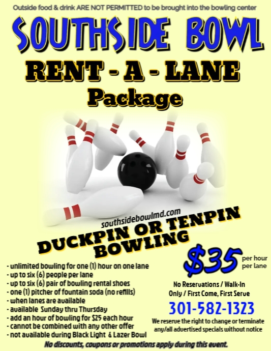 Rent a lane party | PosterMyWall