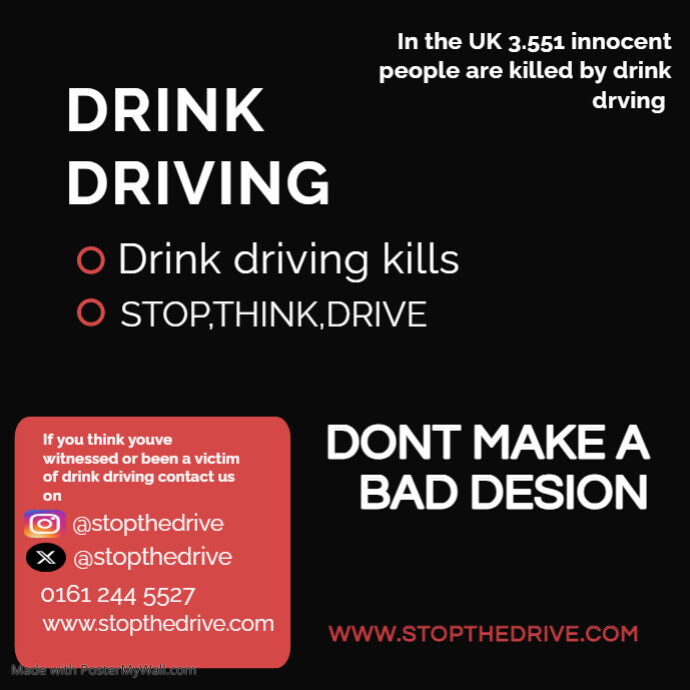 DRINK DRIVING POSTER | PosterMyWall