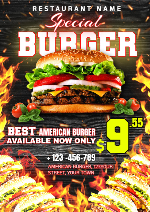 SPECIAL BURGER MENU FLYER Template | PosterMyWall