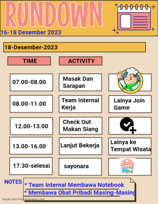 Planner, Rundown, Schedule Flyer | PosterMyWall