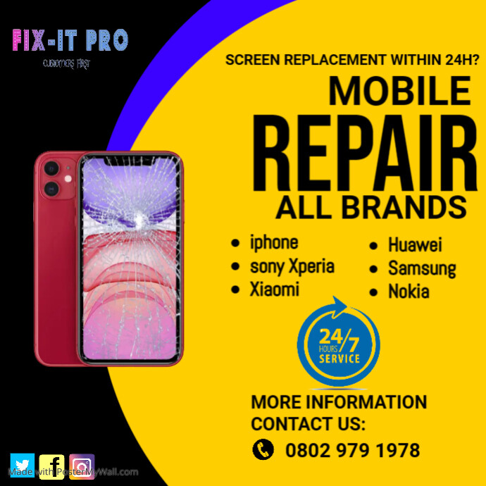 mobile phone repair service promo template | PosterMyWall