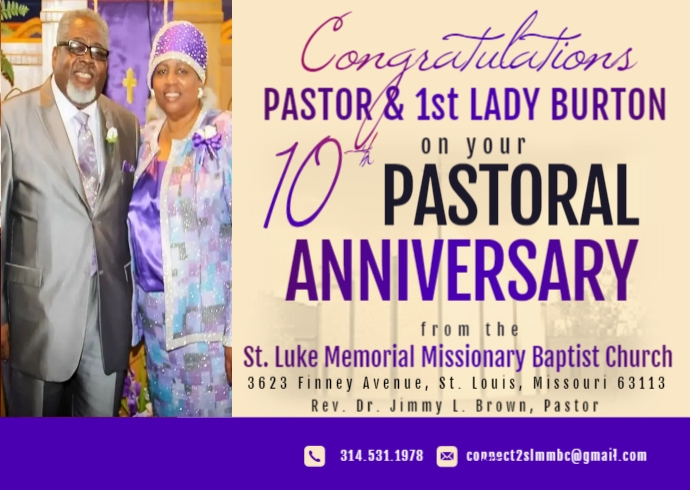 Copy of Beige Pastor Anniversary Postcard | PosterMyWall
