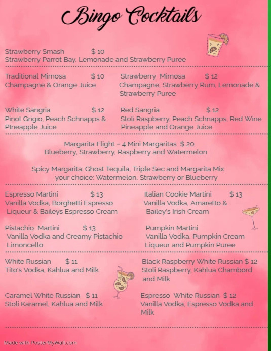 Black Pink Cocktail Menu | PosterMyWall