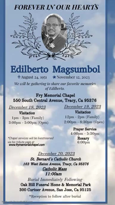 Blue Funeral Celebration of Life Display Post | PosterMyWall