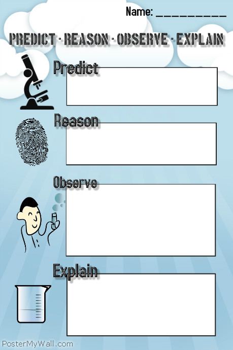 Predict, Reason, Observe, Explain worksheet | PosterMyWall