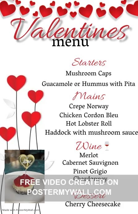 Copy of valentines day dinner Menu Template | PosterMyWall