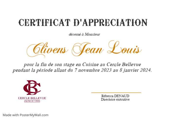 Certificate stage Bardeau | PosterMyWall