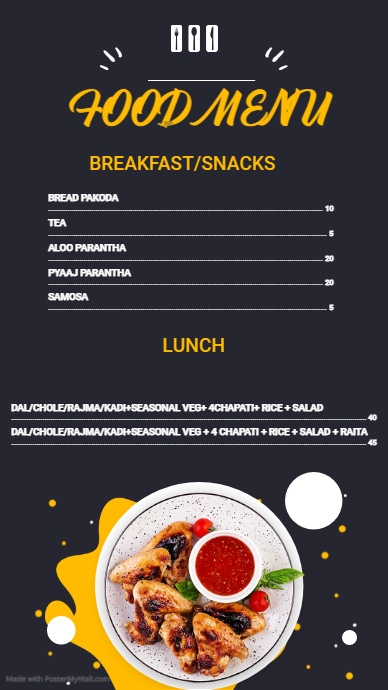 Copy of Copy of Black and Yellow Bistro Menu Design | PosterMyWall