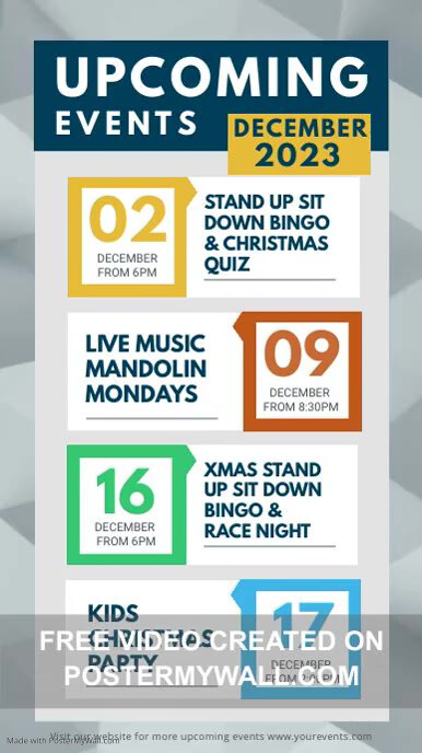 Grey Upcoming Events Schedule Digital Display Video | PosterMyWall