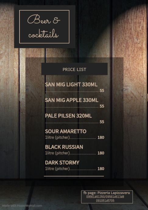 Copy of wood Business Price List Template Beauty | PosterMyWall