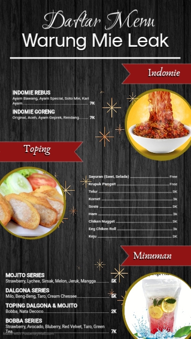 Salinan Black and White Fast Food Digital Menu Display | PosterMyWall
